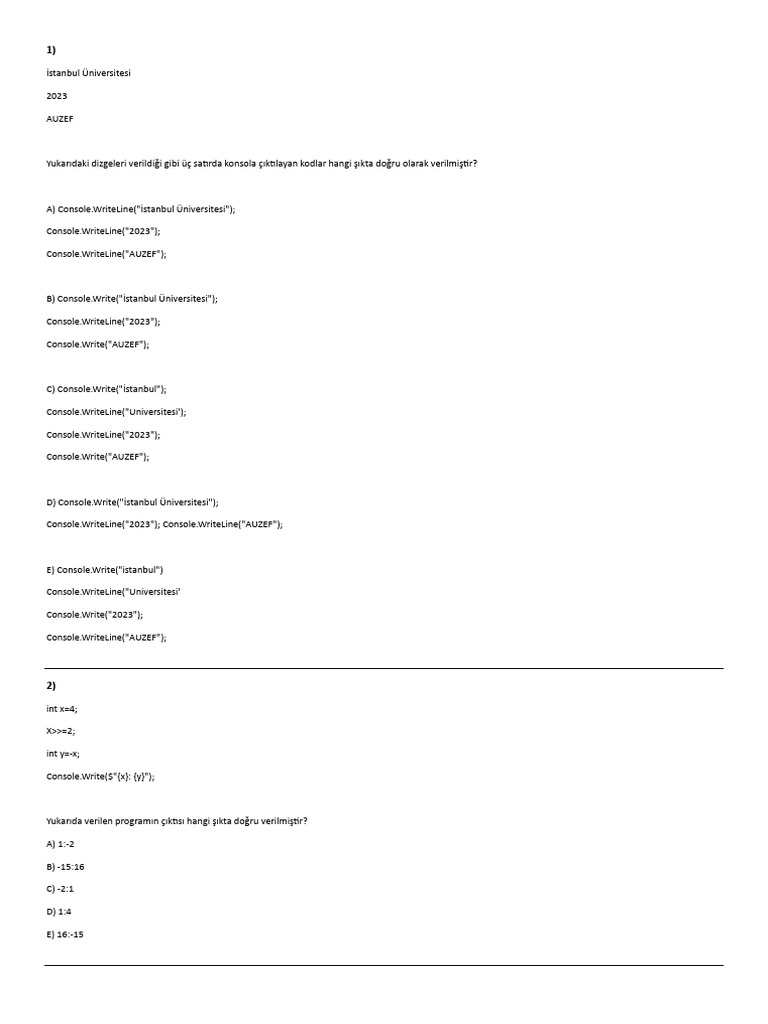 C+ Programlama Vize 2023 | PDF