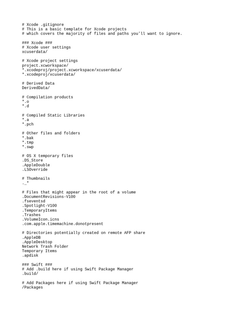 Xcode Gitignore Template Guide | PDF | Computers