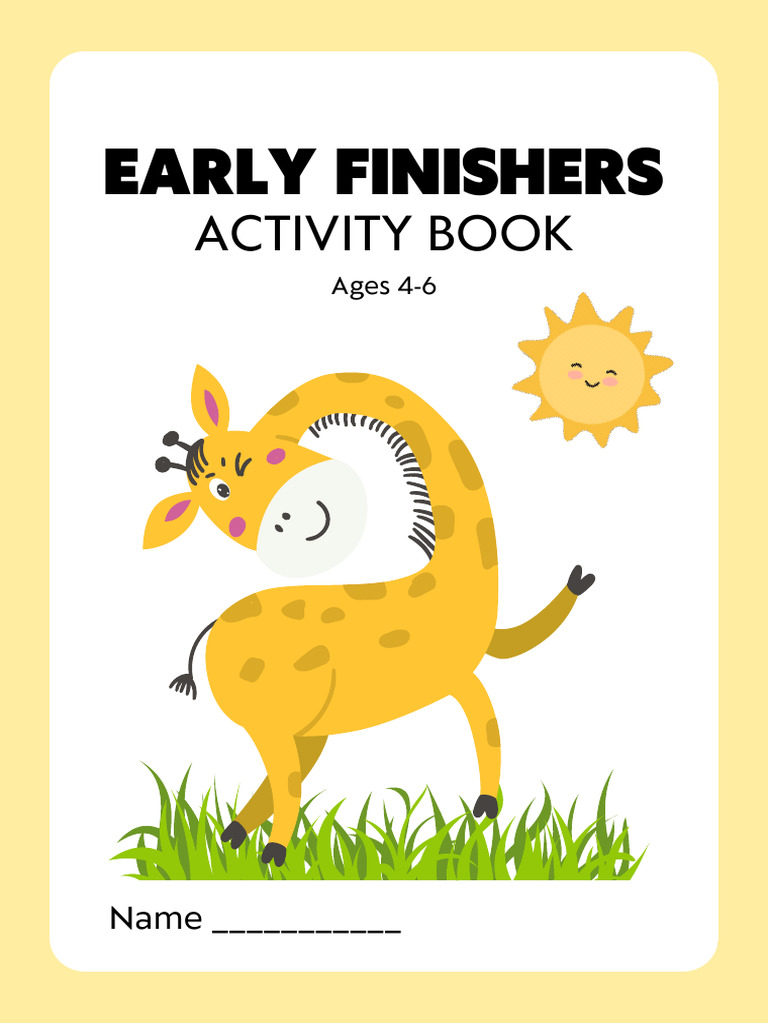 Yellow White Illustrated Early Finishers Activity Book for Kids | PDF