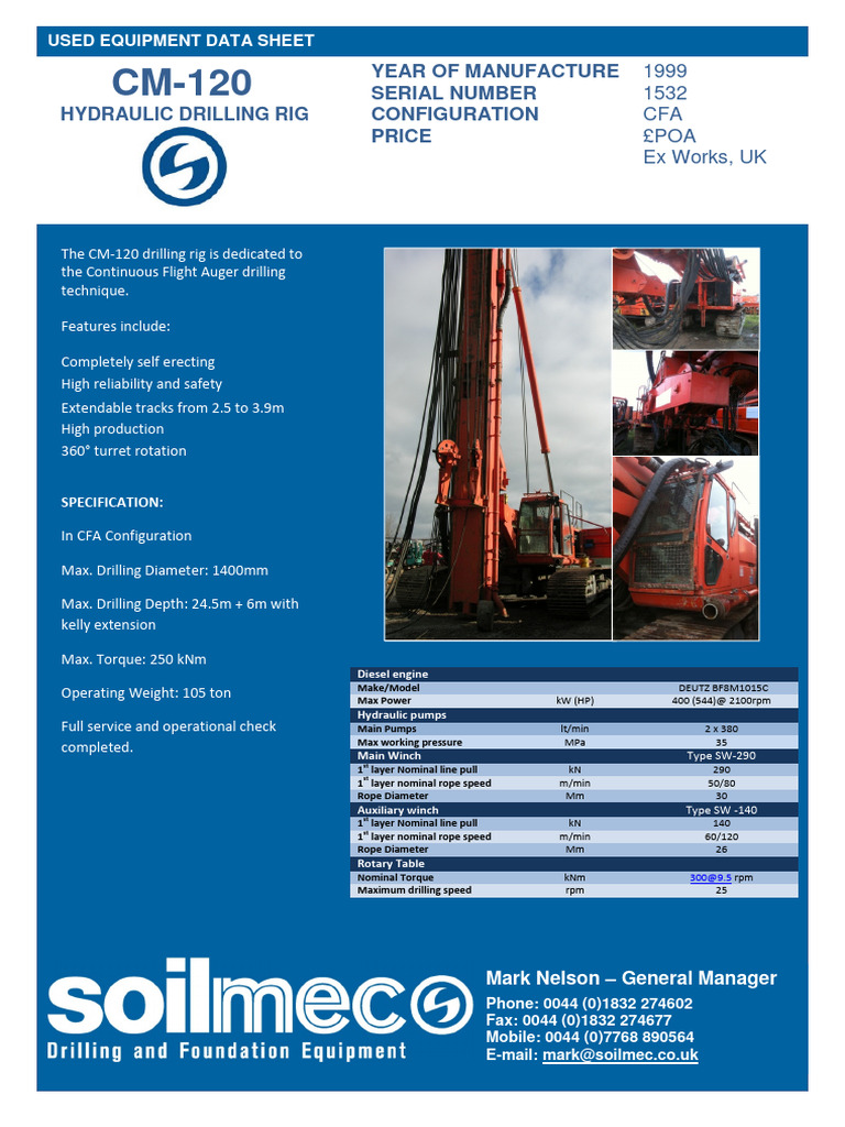 CM120-sn-1532 | PDF | Drilling Rig