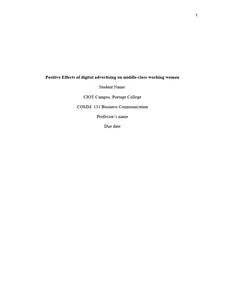POSITIVE EFFECTS OF DIGITAL ON MIDDLE CLASS WORKING WOMEN - Edited ...
