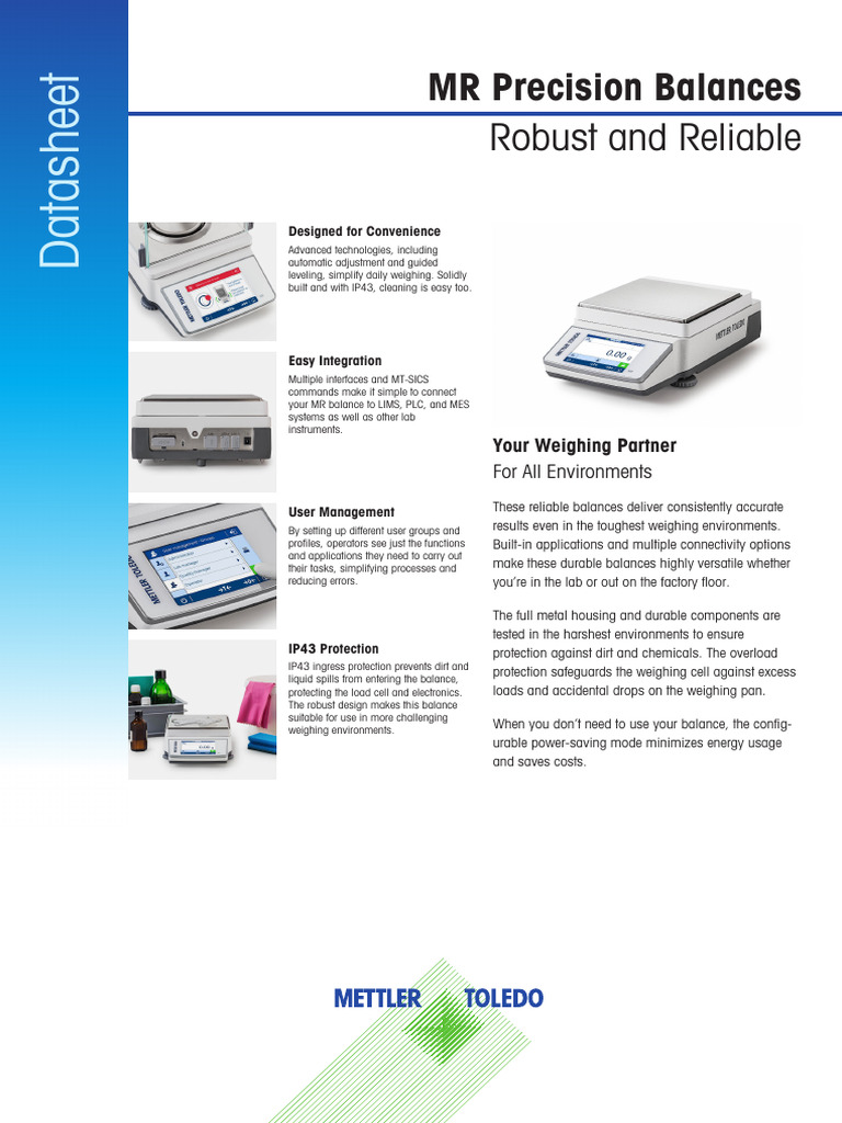 MR Series Precision Balances Data Sheet | PDF | Engineering Tolerance ...