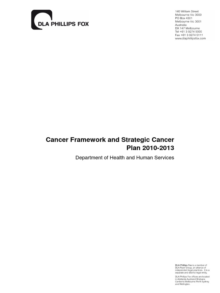Cancer Framework and Strategic Cancer Plan 2010-2013 DoHTasmania2010 ...