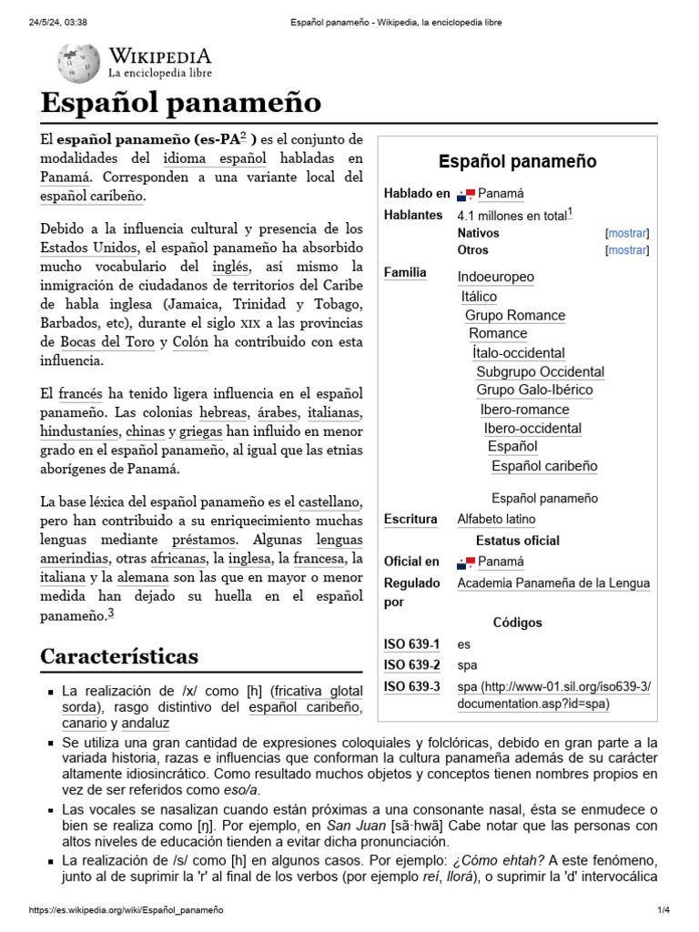 Español Panameño - Wikipedia, La Enciclopedia Libre | PDF | Idiomas ...