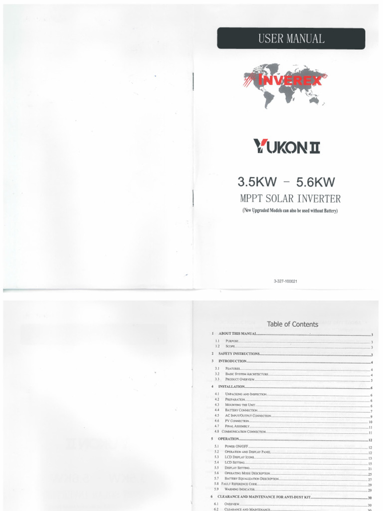 Inverex Yukon II 3.5KW-5.6KW User Manual | Download Free PDF | Battery ...