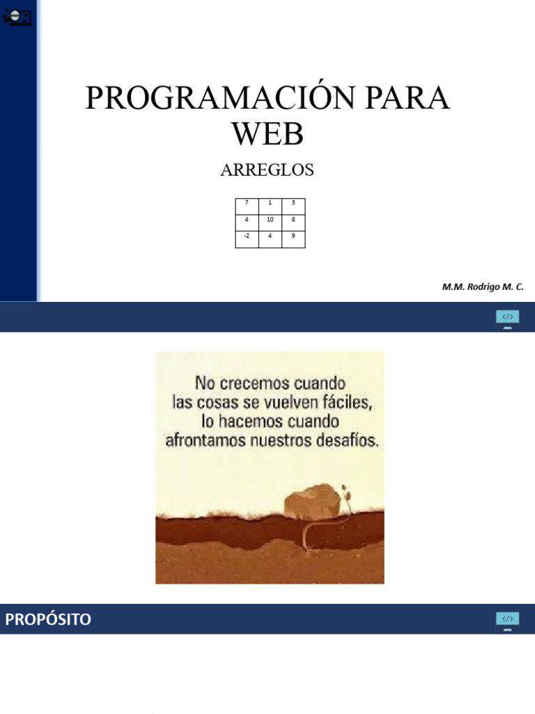 Sesion 7 Arreglos Web | PDF | Matriz (Matemáticas) | Programación de computadoras