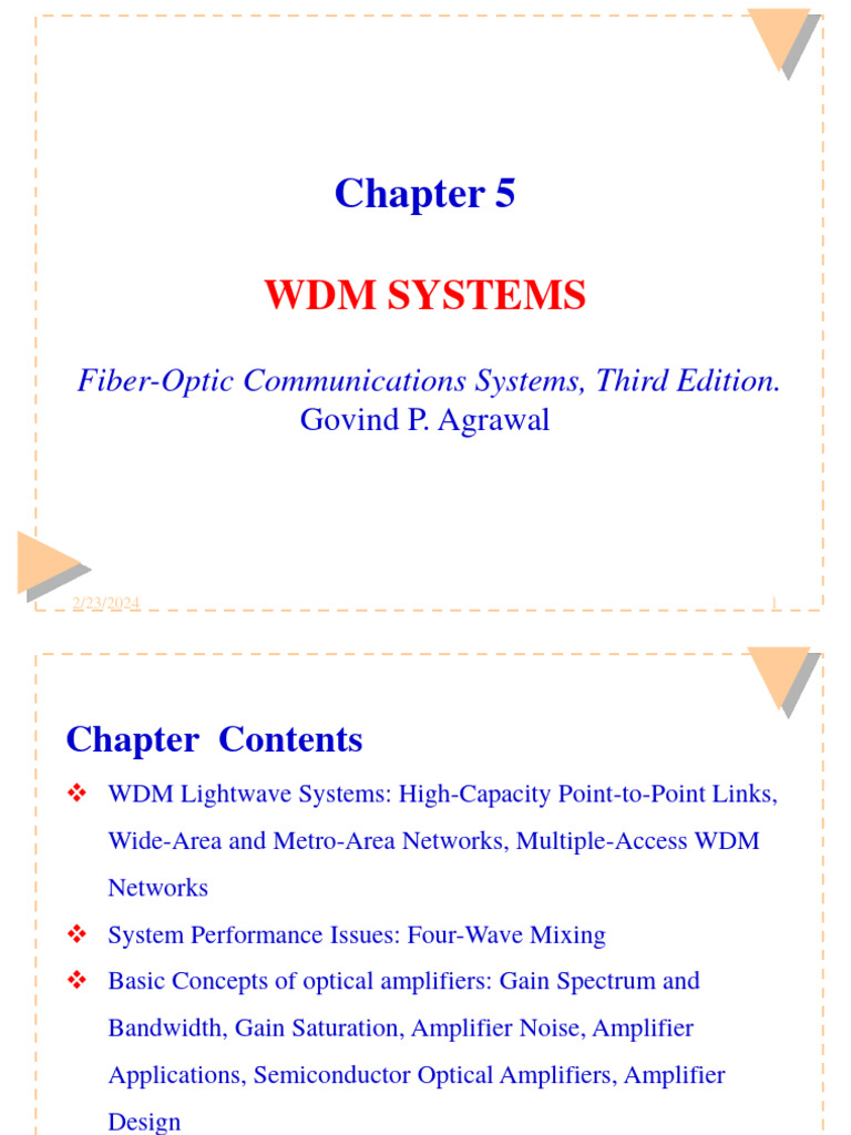 Chapter 5 WDM Part1 | PDF | Wavelength Division Multiplexing | Fiber Optic Communication
