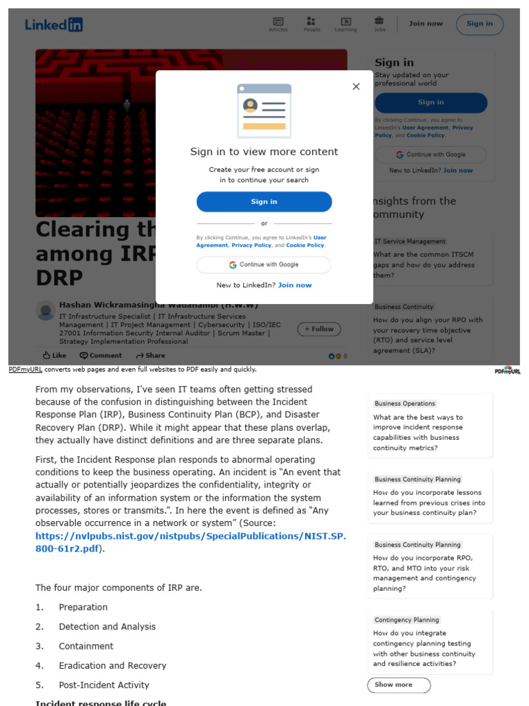 difference between IRP & DRP | PDF | Disaster Recovery | Information Technology