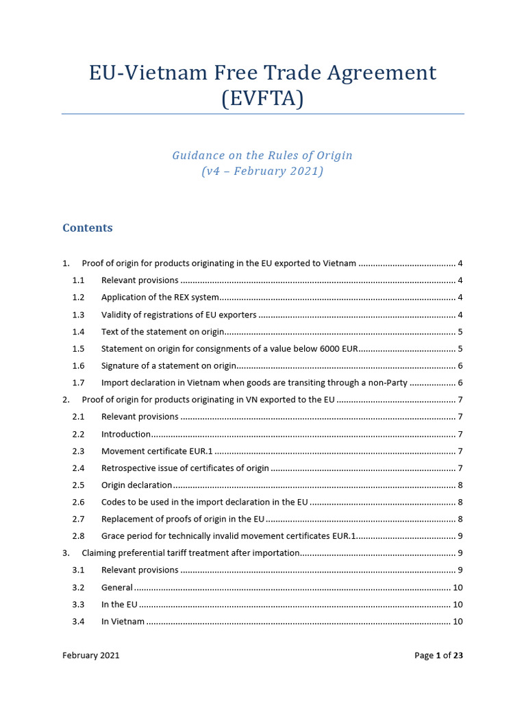 Evfta - Eur.1 Form | PDF | Customs | Business