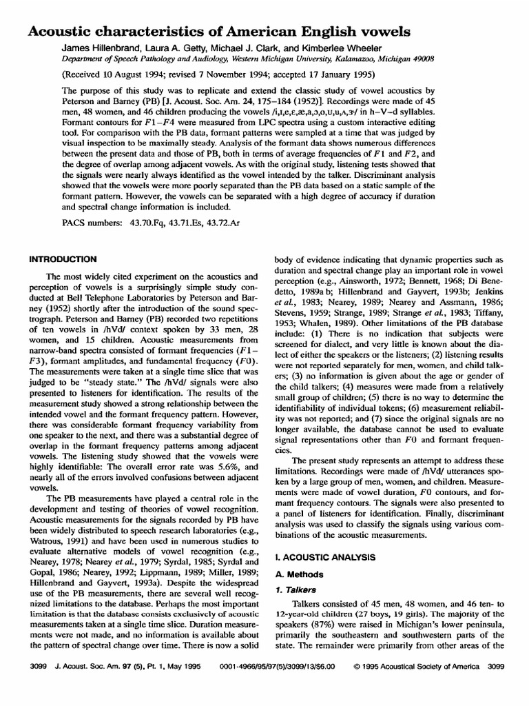 Acoustic Characteristics of English Vowels | PDF | Vowel | Human Voice