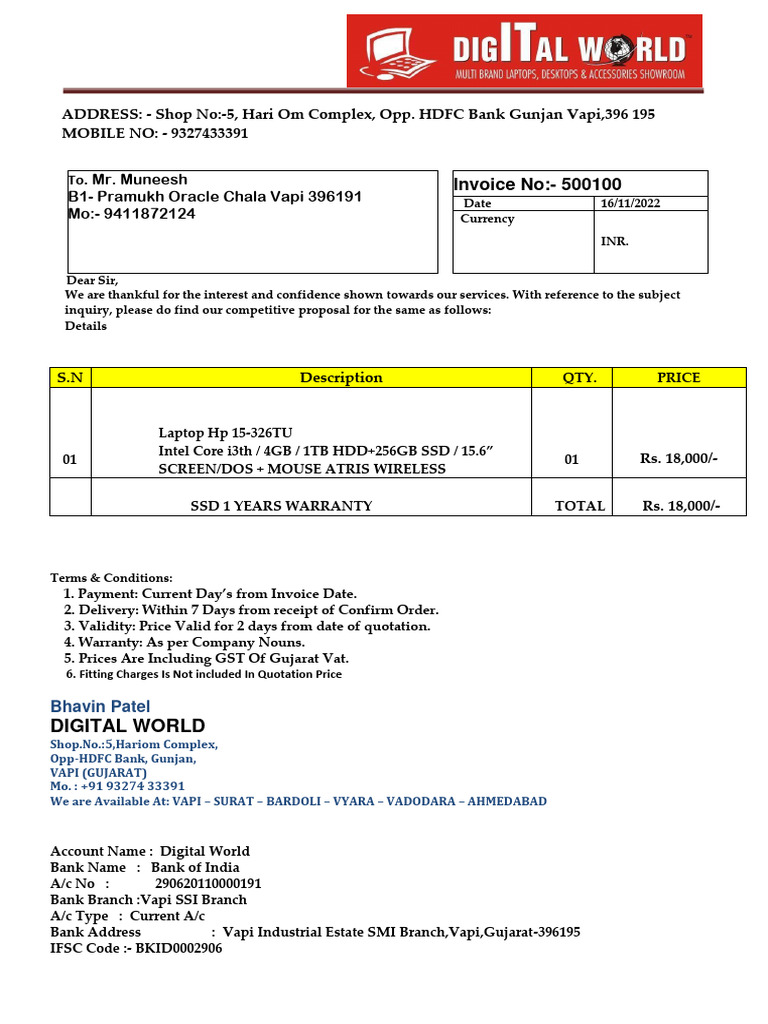 HP Invoice | PDF | Business | Law