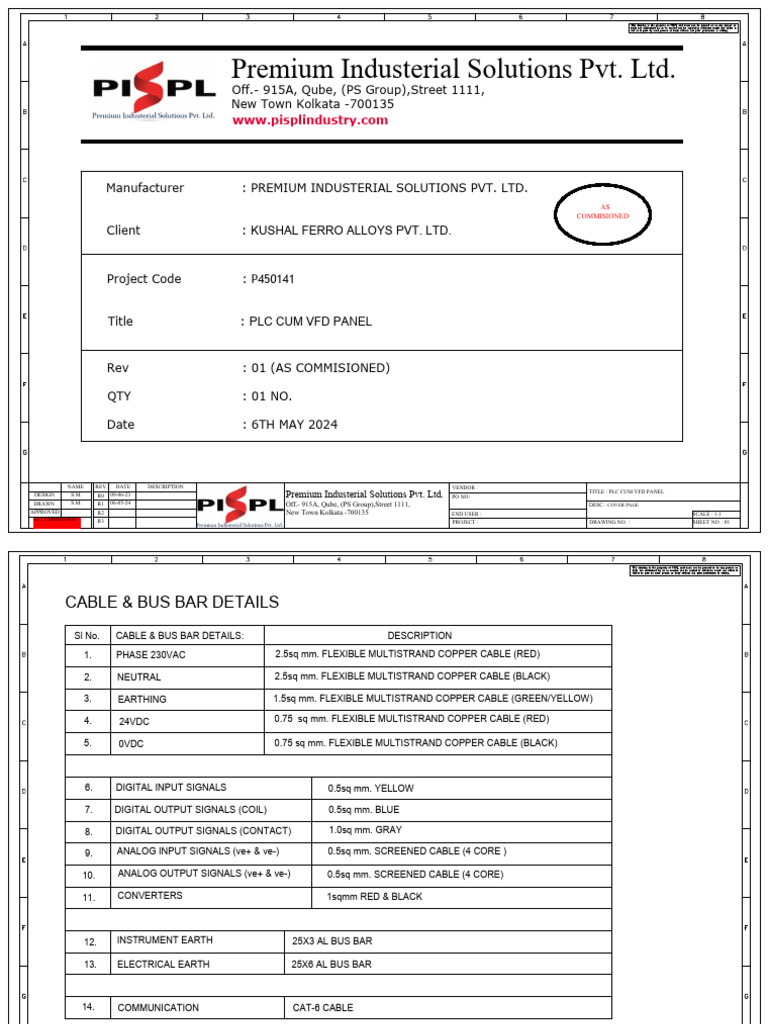 PLC and VFD Panel Design Document | PDF | Information And ...