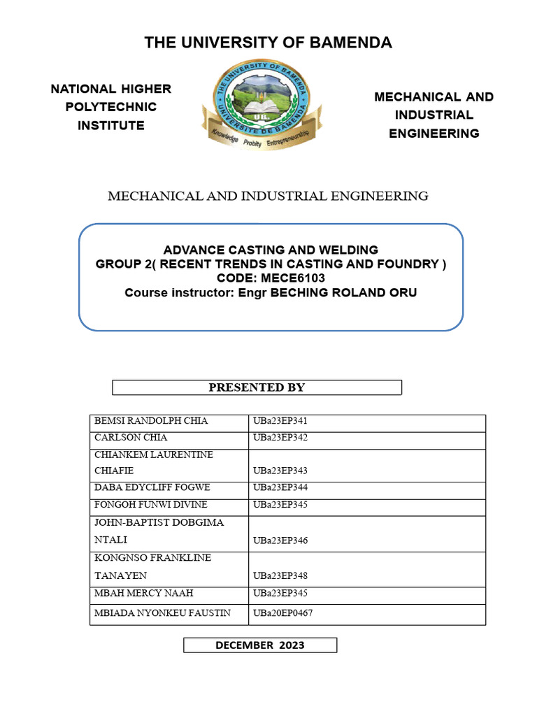 ADVANCE CASTING TECHNOLOGIES | PDF | Casting | Secondary Sector Of The Economy