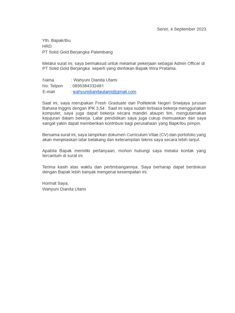 Cover Later + CV | PDF