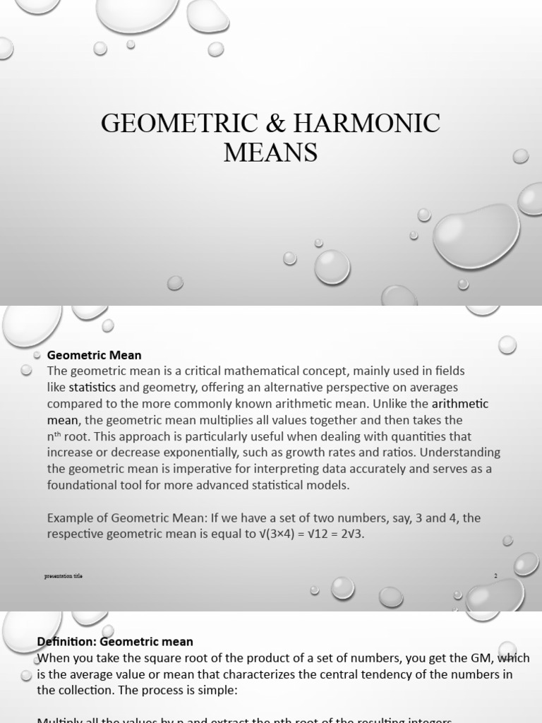 Geometric & Harmonic Means Guide | PDF | Mean | Arithmetic