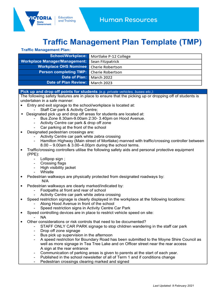 Traffic Management Plan 2022 | PDF | Traffic | Bus