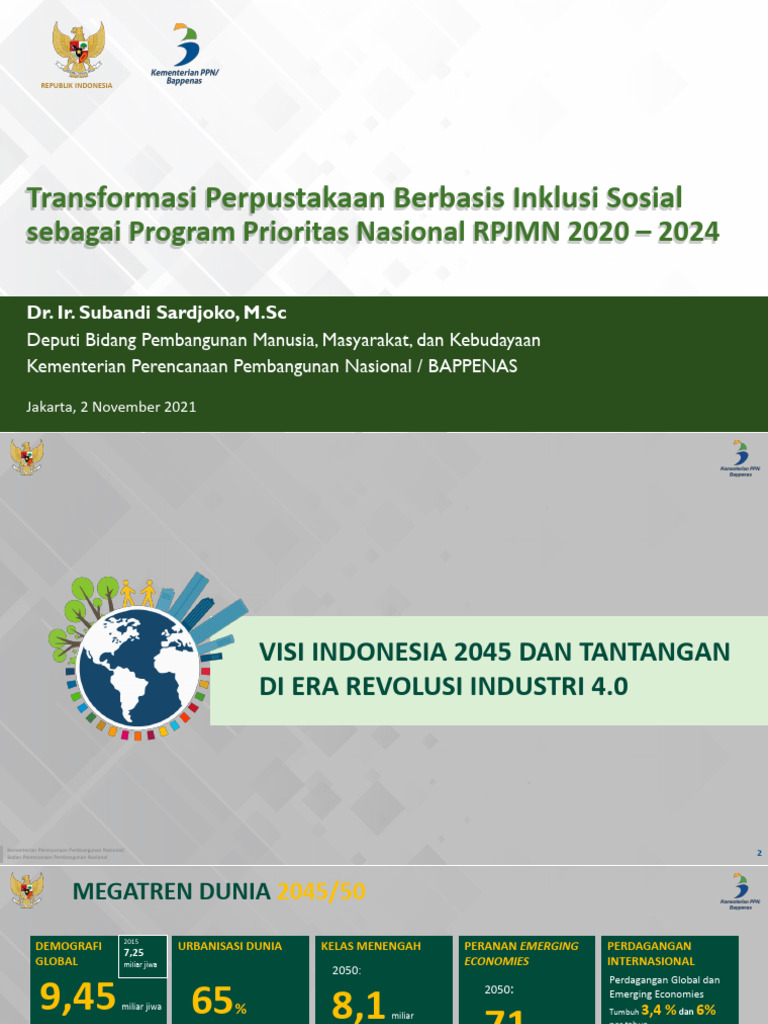 Transformasi Perpustakaan Berbasis Inklusi Sosial Sebagai Program Prioritas Nasional RPJMN 2020 ...