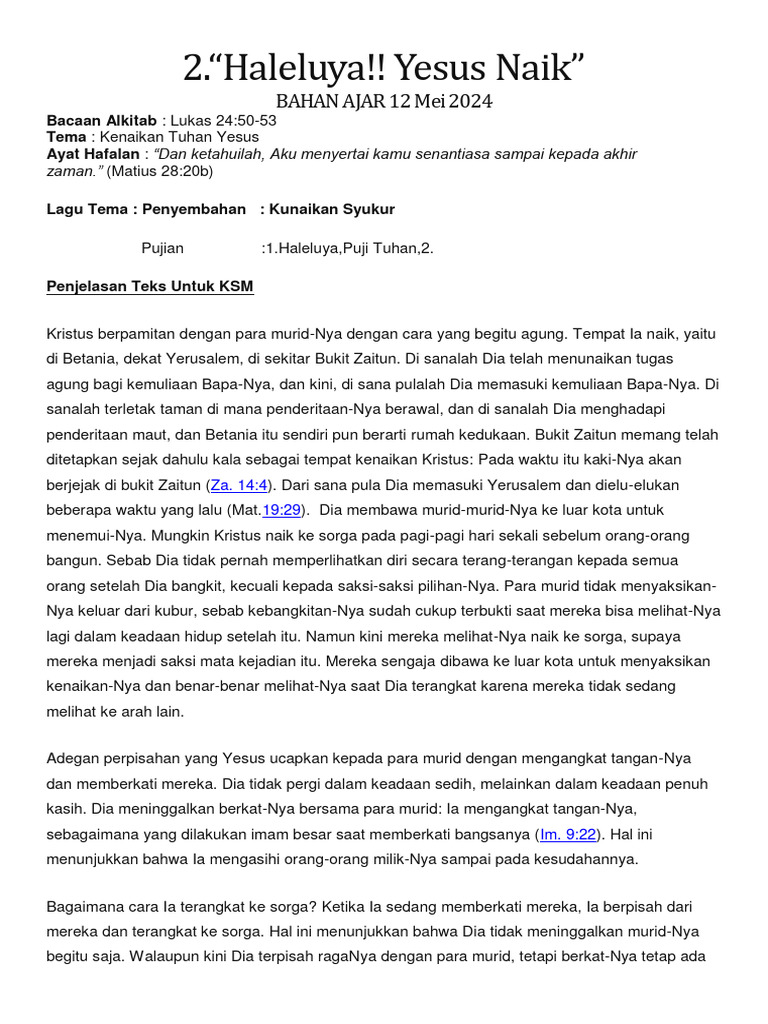 Haleluya CW 2 M 1juni (Tukar Dengan 12 Mei 24) | PDF | Ilmu Sosial | Sains & Matematika