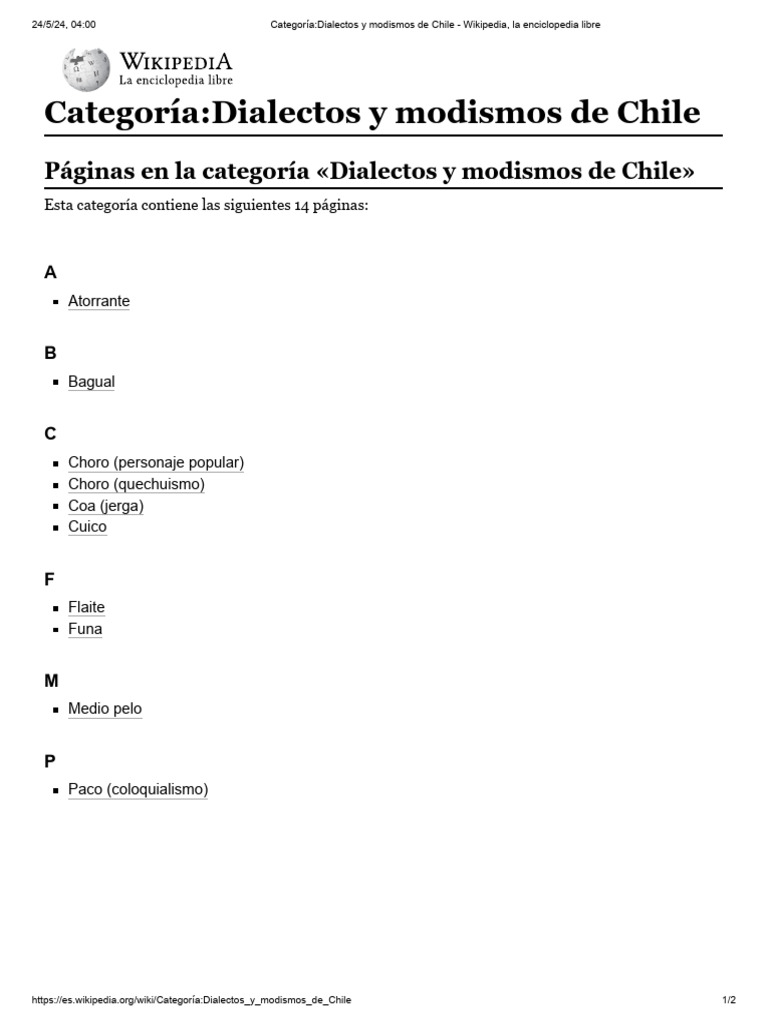 Categoría_Dialectos y modismos de Chile - Wikipedia, la enciclopedia ...
