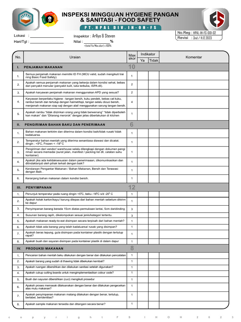 Canteen Inspection | PDF