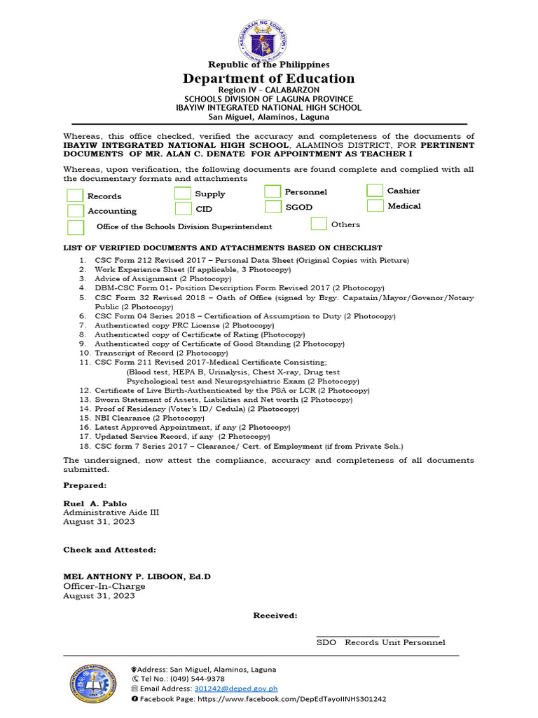 ATTESTATION-New Teacher | PDF