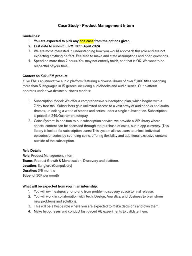 Product Case Study | PDF | Subscription Business Model