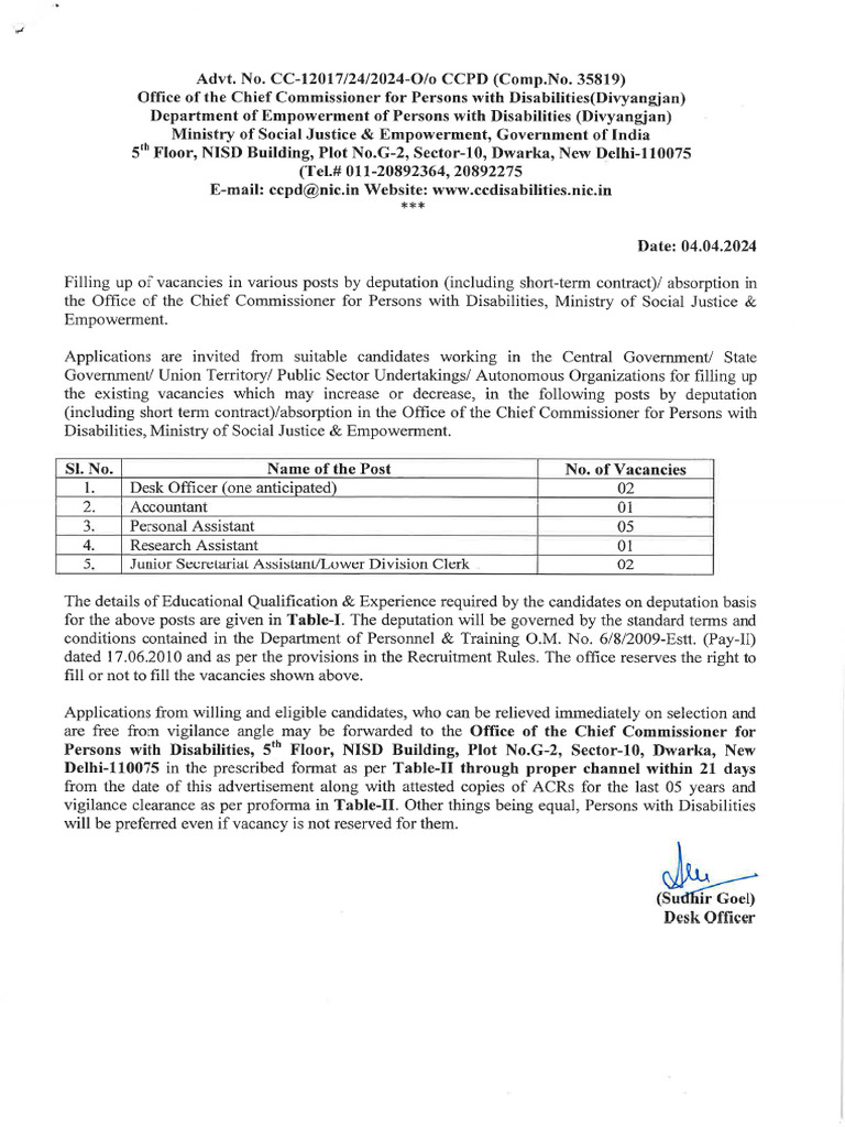 Divyagjan Circular Advertisement Various Posts 2024 | PDF