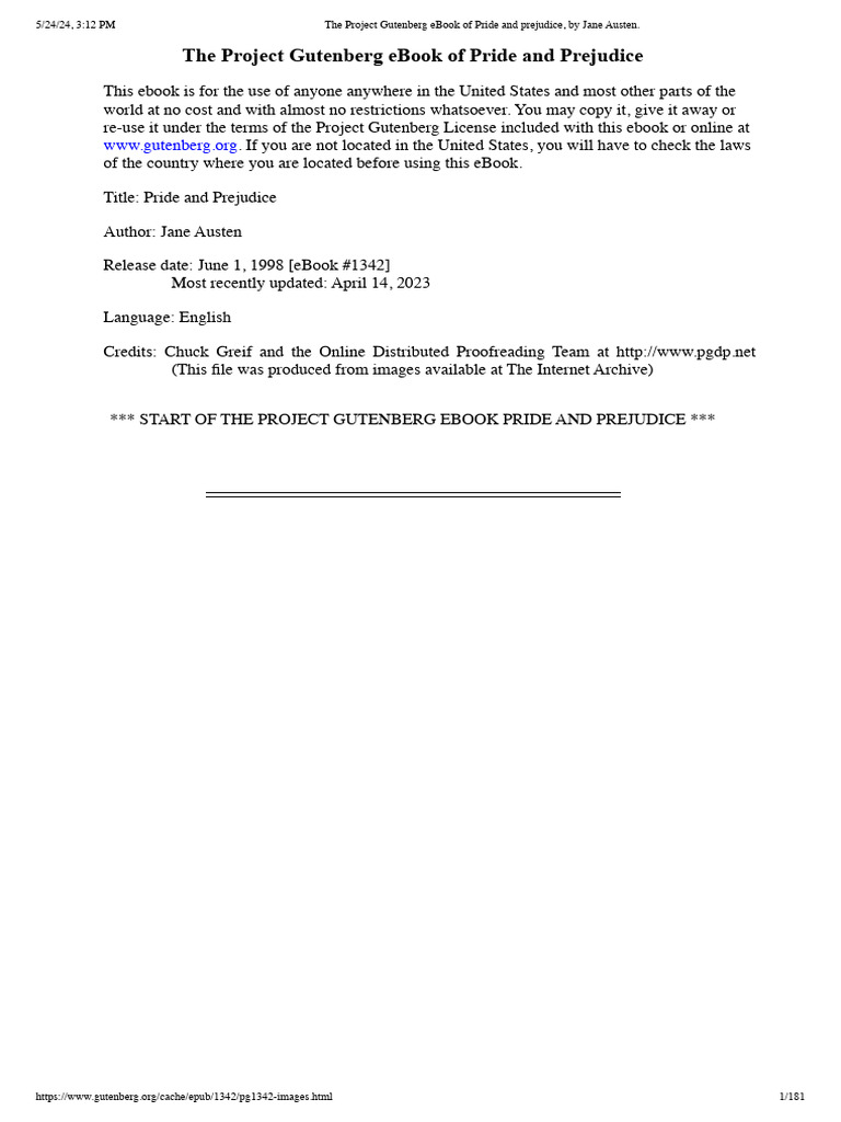 Pride and Prejudice: Free eBook Access | PDF | Mr. Darcy | Pride And ...