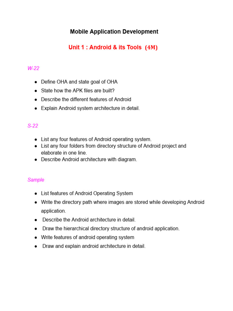 Mad Chapter Wise | PDF | Android (Operating System) | Graphical User ... Mad Chapter Wise | PDF | Android (Operating System) | Graphical User ...