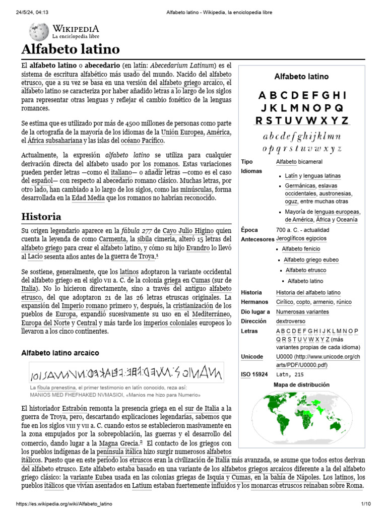 Alfabeto Latino - Wikipedia, La Enciclopedia Libre | PDF | Escritura ...