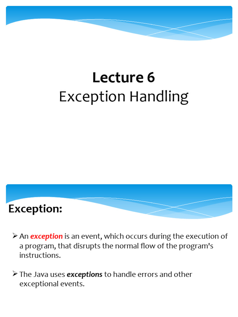 SE101 Lec6 ExceptionHandling | Download Free PDF | Class (Computer ... SE101 Lec6 ExceptionHandling | Download Free PDF | Class (Computer ...