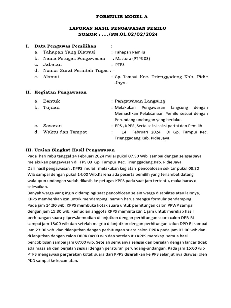Laporan Pengawasan Pemilu 2024 | PDF