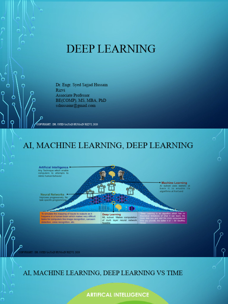 Deep Learning: Dr. Engr. Syed Sajjad Hussain Rizvi Associate Professor ...