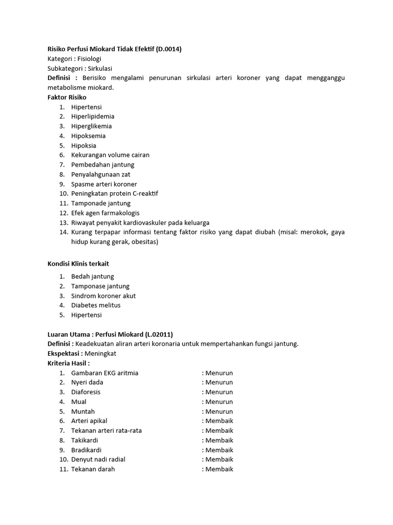 Risiko Perfusi Miokard Tidak Efektif | PDF