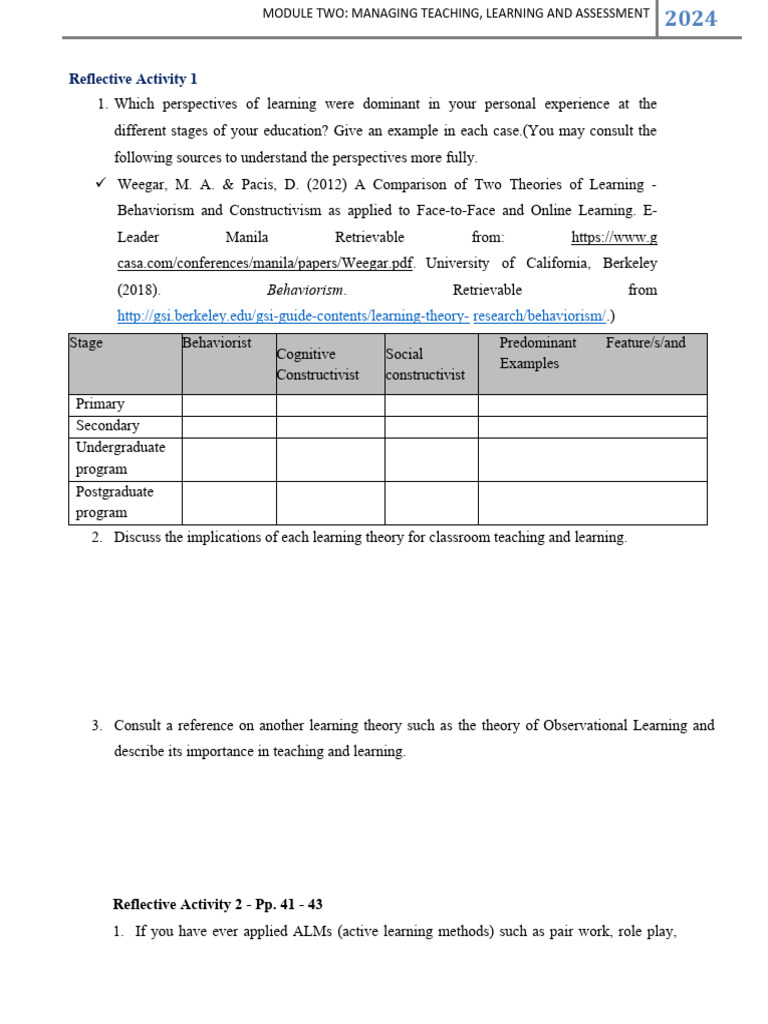Module 2 Reflective Activity 1 | PDF | Constructivism (Philosophy Of ...