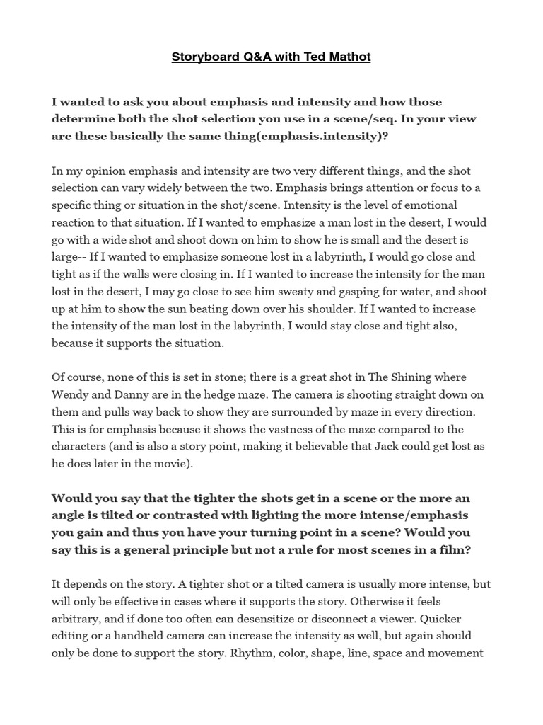 Storyboard Q&A Ted Mathot | PDF | Symmetry