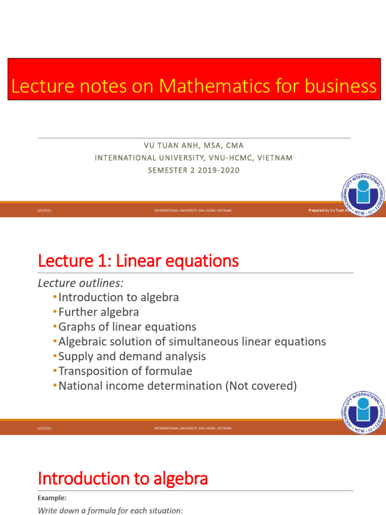 Lecture 01 - Linear and Non-Linear Equations W1 | PDF | Supply ...