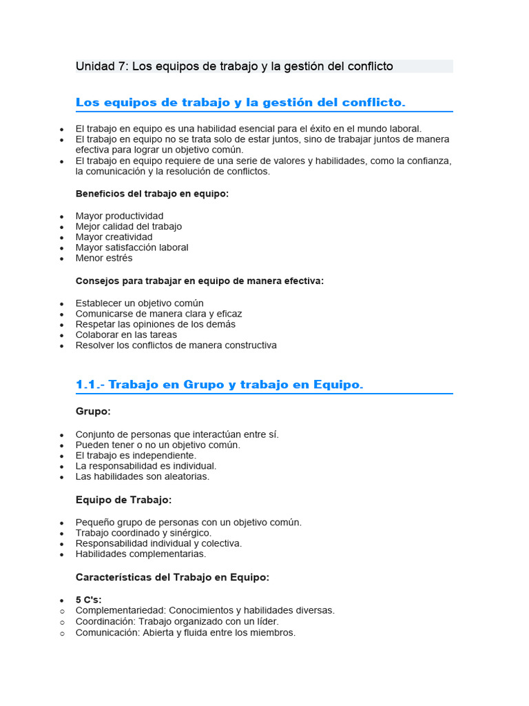 Fol Resumen U7 | PDF | Comunicación | Liderazgo