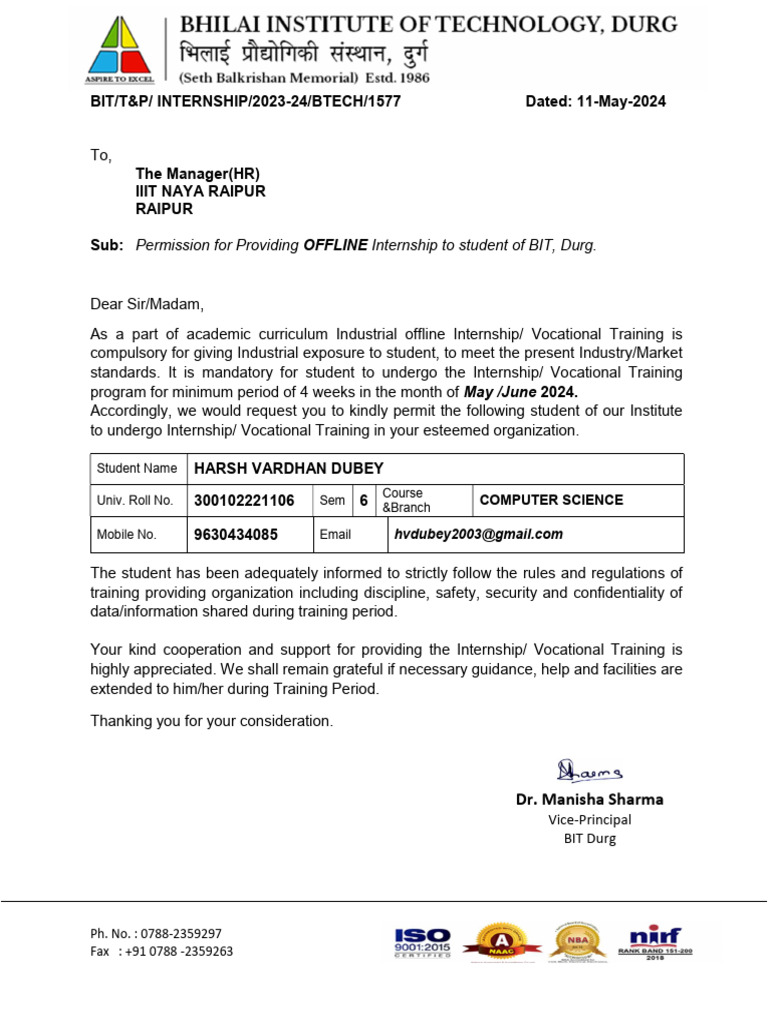 11-05-2024_CSE_6Th Sem_NonBSP-Internship 2024_S.N-1577-1582 | PDF | Internship | Job Hunting