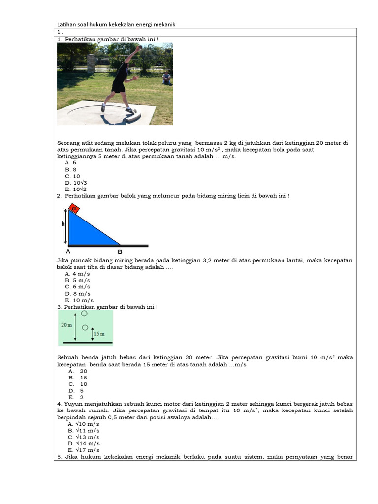 Latihan Soal Hukum Kekekalan Energi Mekanik | PDF
