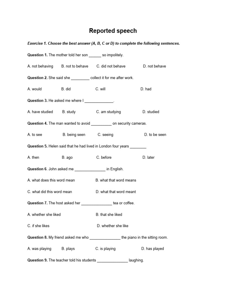 Reported Speech | PDF | Question