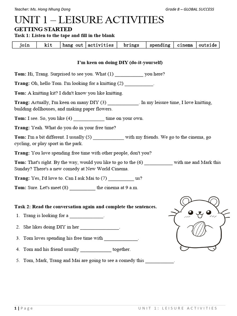 Grade 8 Leisure Activities Guide | PDF | Leisure | Hobbies