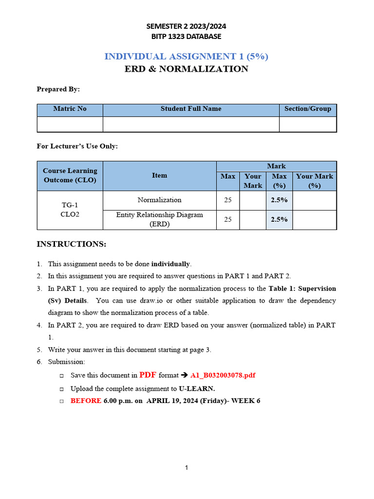 Assignment 1 (Question) BITP1323 - Student | PDF | Information Retrieval | Data Management Software