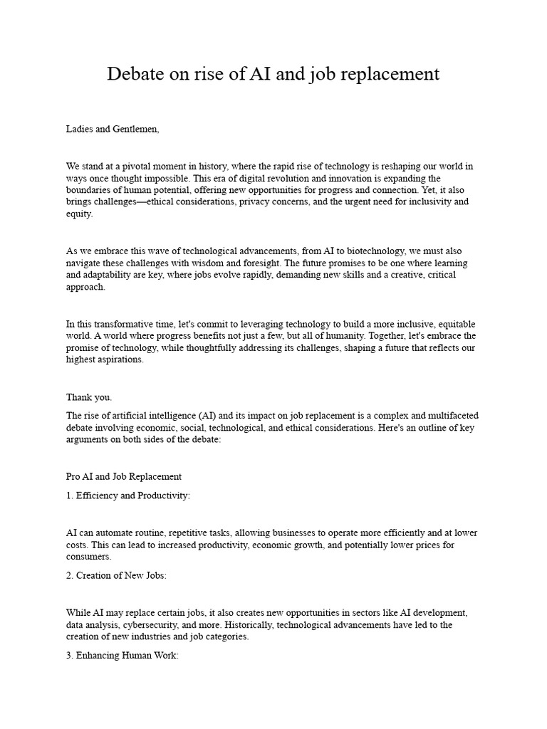 AI's Impact on Jobs: A Complex Debate | PDF | Artificial Intelligence ...