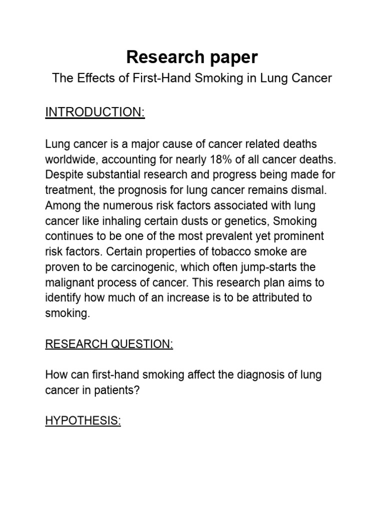Research Plan - Causes of Lung Cancer | PDF | Tobacco Smoking | Addiction