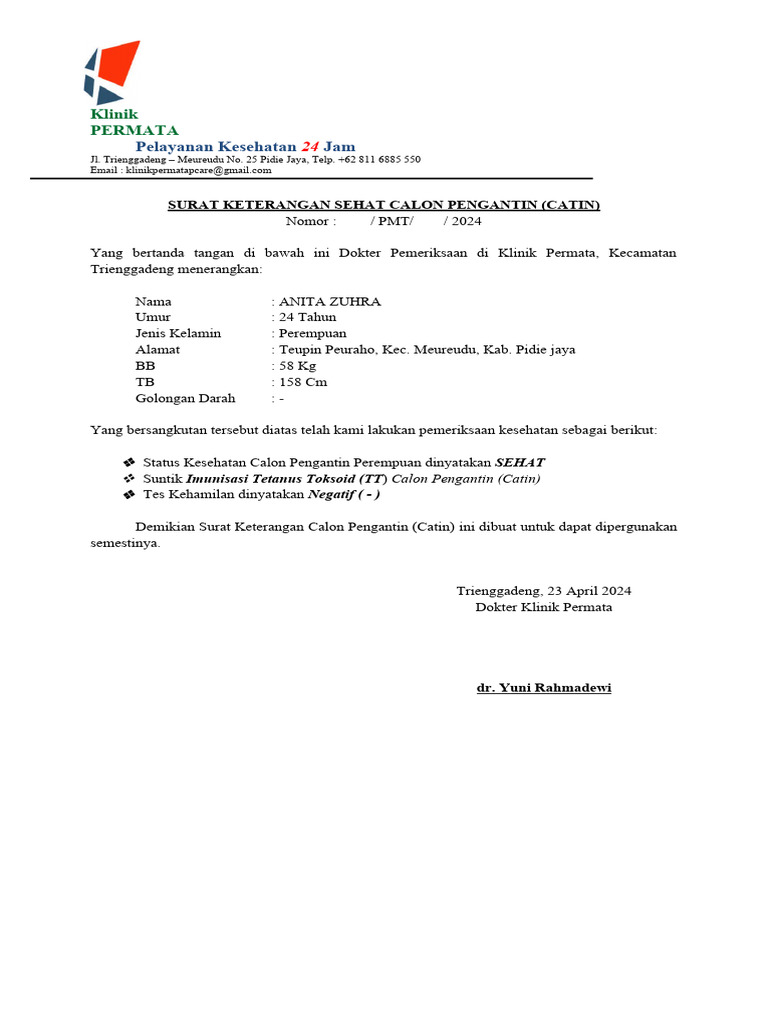 SURAT KET catin | PDF