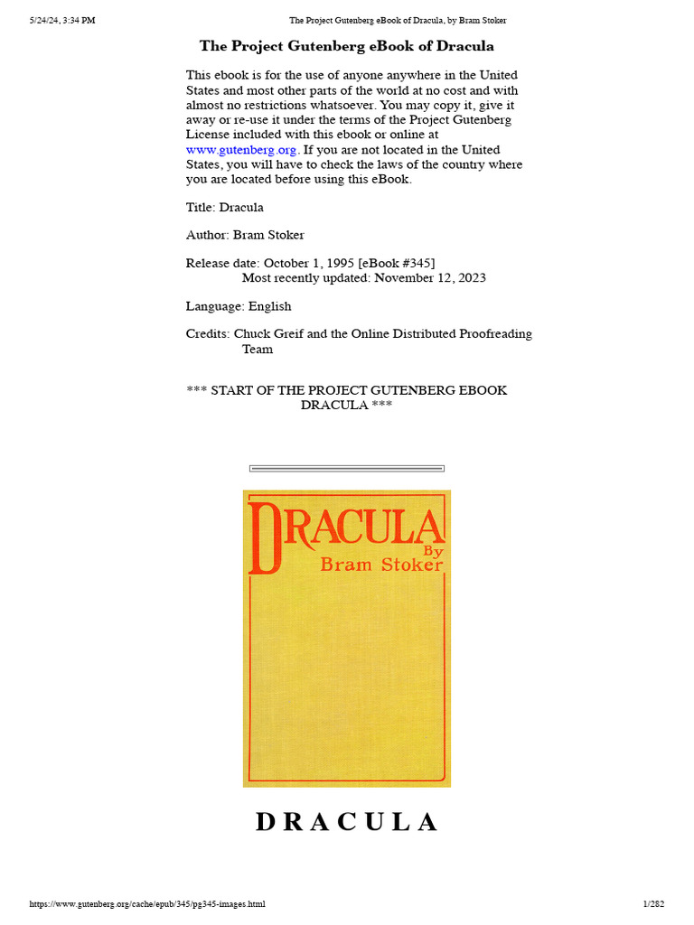 The Project Gutenberg Ebook of Dracula, by Bram Stoker | PDF | Mina ...