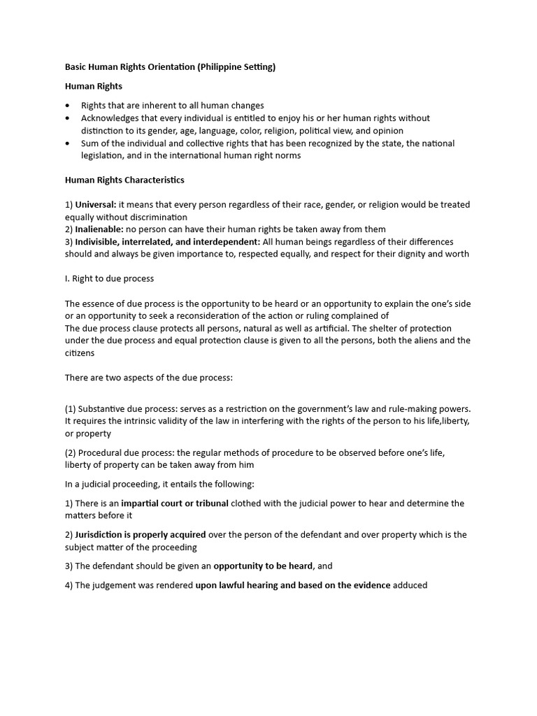 Basic Human Rights Orientation Notes | PDF | Search Warrant | Search ...