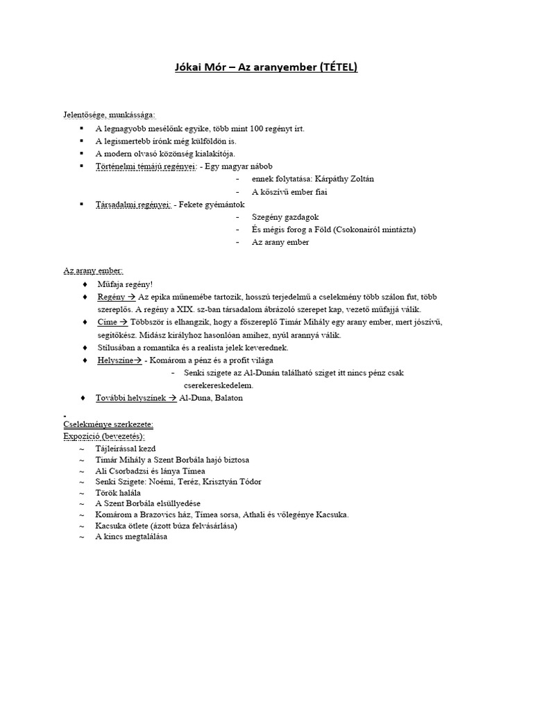 Jókai Mór - Az aranyemberr | PDF