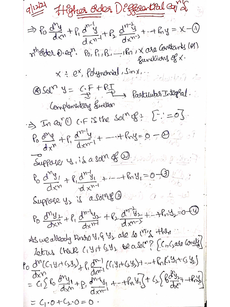 Mahesh Higher Order Differential Equations Maths Notes | PDF